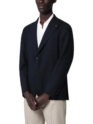 Tagliatore Single-breasted Textured Wool Jacket - Blue