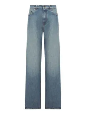 Miu Miu MIU MIU Regular Fit Embroidered Logo Denim Jeans Blue