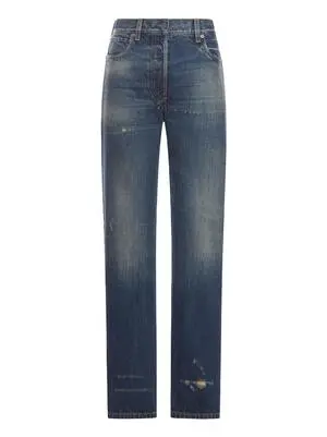 Prada Straight Leg Washed Jeans - Blue