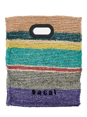 Sacai Medium Raffia Shopper Bag - Multicolor