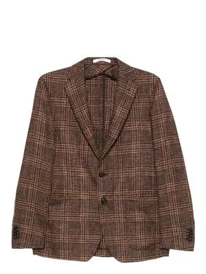 Tagliatore Checked Virgin Wool Blazer - Brown