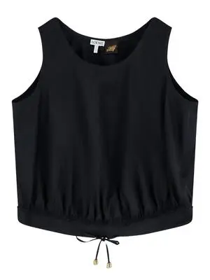 Loewe Sleeveless Cotton Top With Anagram Embroidery - Black