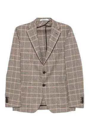 Tagliatore Checked Virgin Wool & Cashmere Blazer - Brown