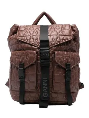 GANNI Quilted Backpack - Brown