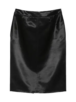 Saint Laurent Satin Skirt With Cassandre Charm - Black