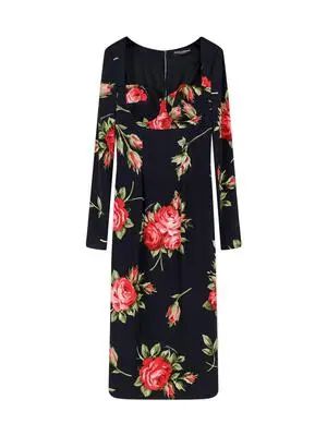 Dolce & Gabbana Viscose Dress With Iconic Print - Multicolor