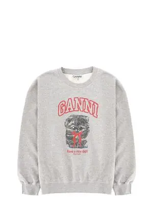 GANNI Ganni Printed Sweatshirt Gray