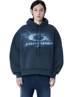 Balenciaga Oversized Logo Hoodie - Blue