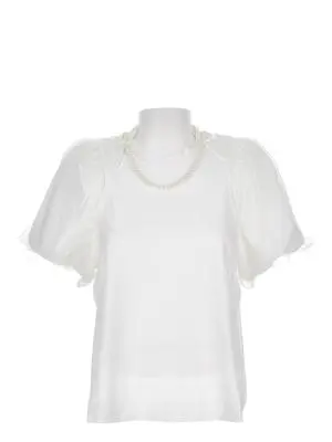 SIMONE ROCHA SIMONE ROCHA T-shirt With Puff Sleeves And Embroidered Tulle
