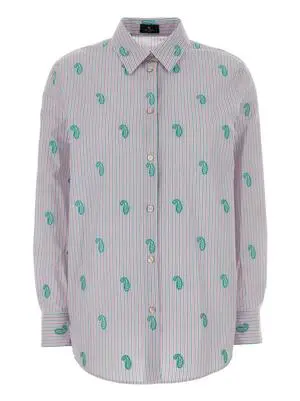 Etro Embroidered Poplin Shirt - Multicolor