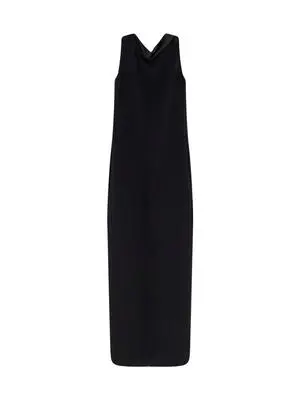Max Mara Sleeveless Long Dress With Satin Trim - Multicolor