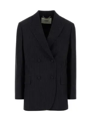 Fendi Embroidered Wool Blend Blazer - Multicolor