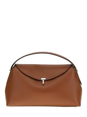 TOTEME T-lock Hand Bag In Palmellato Leather - Brown
