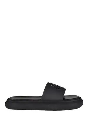 Moncler Slyder Slides With Embossed Logo - Black