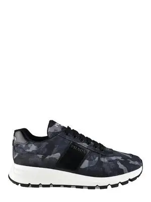 Prada PRADA Camouflage Canvas Lace-Up Sneakers Gray
