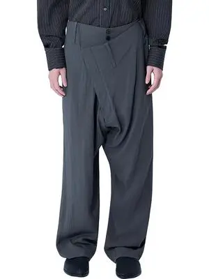 VIVIENNE WESTWOOD Asymmetrical Draped Wide Leg Trousers - Gray