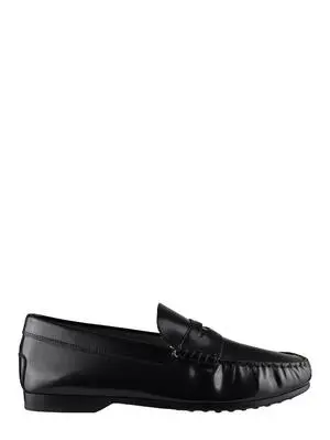 TOD'S TOD'S Black Patent Leather Loafers With Gold Tone T Logo Detail