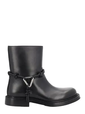 Bottega Veneta Calf Leather Braided Detail Boots - Black