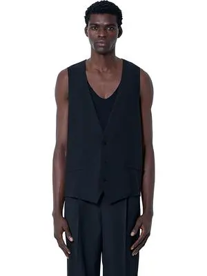 Saint Laurent Silk Crepe Waistcoat - Black