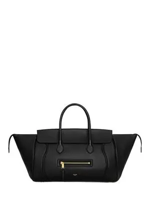 Celine Medium Luggage Bag In Soft Glossy Lambskin - Black