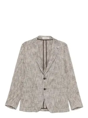 Tagliatore TAGLIATORE Textured Peak Lapel Blazer Brown