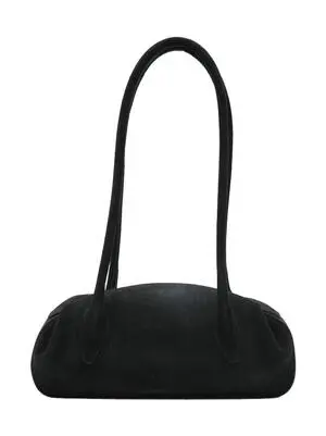 Yuzefi Suede Shoulder Bag With Magnetic Fastening - Black