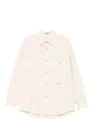 Stone Island Spread Collar Cotton Shirt Jacket - Cream