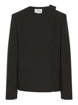 COURREGES Pinstripes Jacket With Buckle Detail - Black