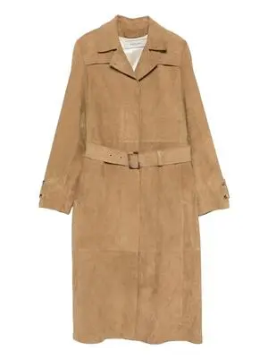 GOLDEN GOOSE Leather Trench Coat - Cream