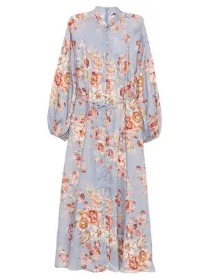 Zimmermann Floral Print Eyelet Detail Dress - Blue