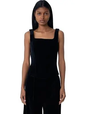 Max Mara Strapless Velvet Top With Square Neckline - Black