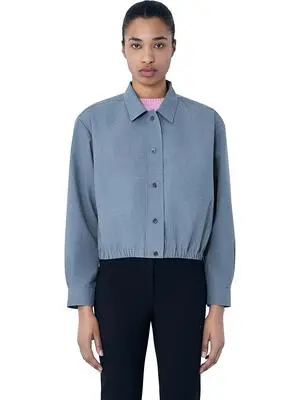 JIL SANDER Cotton Poplin Cropped Shirt - Gray