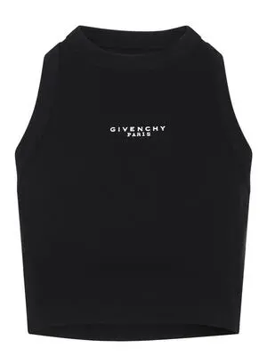 Givenchy Ribbed Cotton Cropped Tank Top - Black