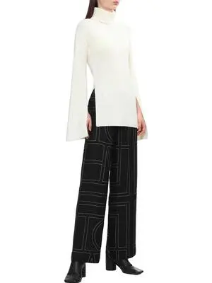 TOTEME High-waisted Trousers With Geometric Pattern - Black