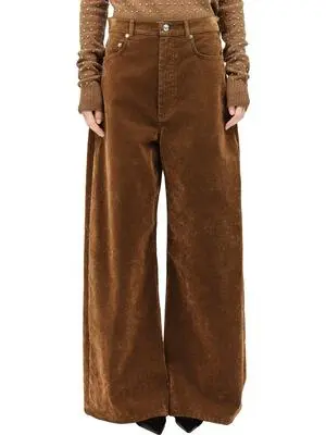 Sportmax Flocked Denim Wide Pants - Brown