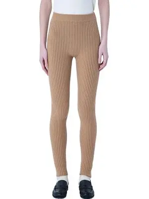 Max Mara Apogeo Ribbed Wool Knit Pants - Multicolor