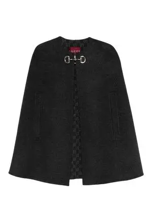 Gucci Wool Cape With Horsebit Closure - Gray