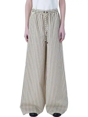 MAX MARA MAX MARA Wide-Leg Striped Cotton & Silk Trousers