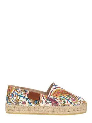 Etro Printed Cotton Round Toe Espadrilles - White