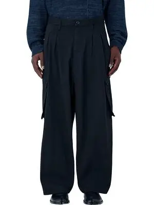 Yohji Yamamoto Wide-leg Cargo Trousers - Black