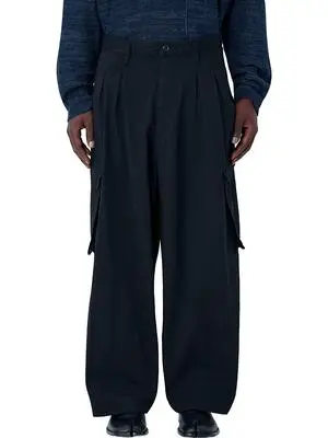Yohji Yamamoto Wide-leg Cargo Trousers - Black