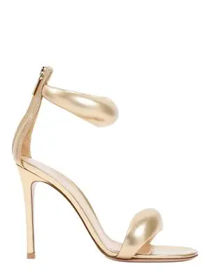 GIANVITO ROSSI Gold Metallic Leather Stiletto Sandals - Silver