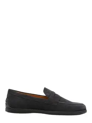 TOD'S Suede Leather Loafers With Penny Strap Detail - Multicolor