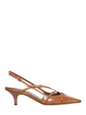 Miu Miu Leather Slingback Pumps With Buckles - Multicolor