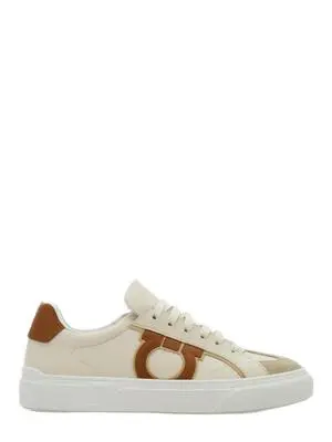 FERRAGAMO FERRAGAMO Leather Logo Print Lace-Up Sneakers Multicolor
