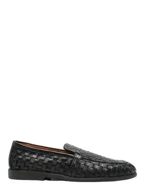 SANTONI Santoni Black Woven Leather Loafers