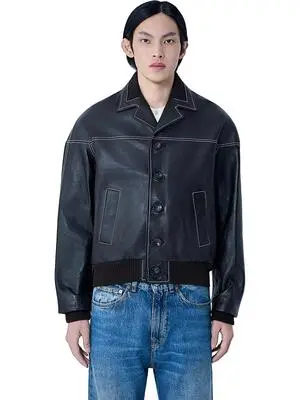 WALES BONNER WALES BONNER Leather Button-Up Jacket