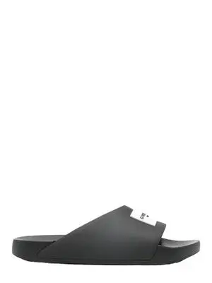 Givenchy Black Logo Detail Open Toe Flat Sole Slides - Multicolor