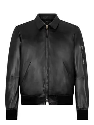 TOM FORD Leather Bomber Jacket - Black