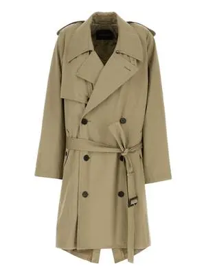 Balenciaga Sage Gabardine Trench Coat - Green